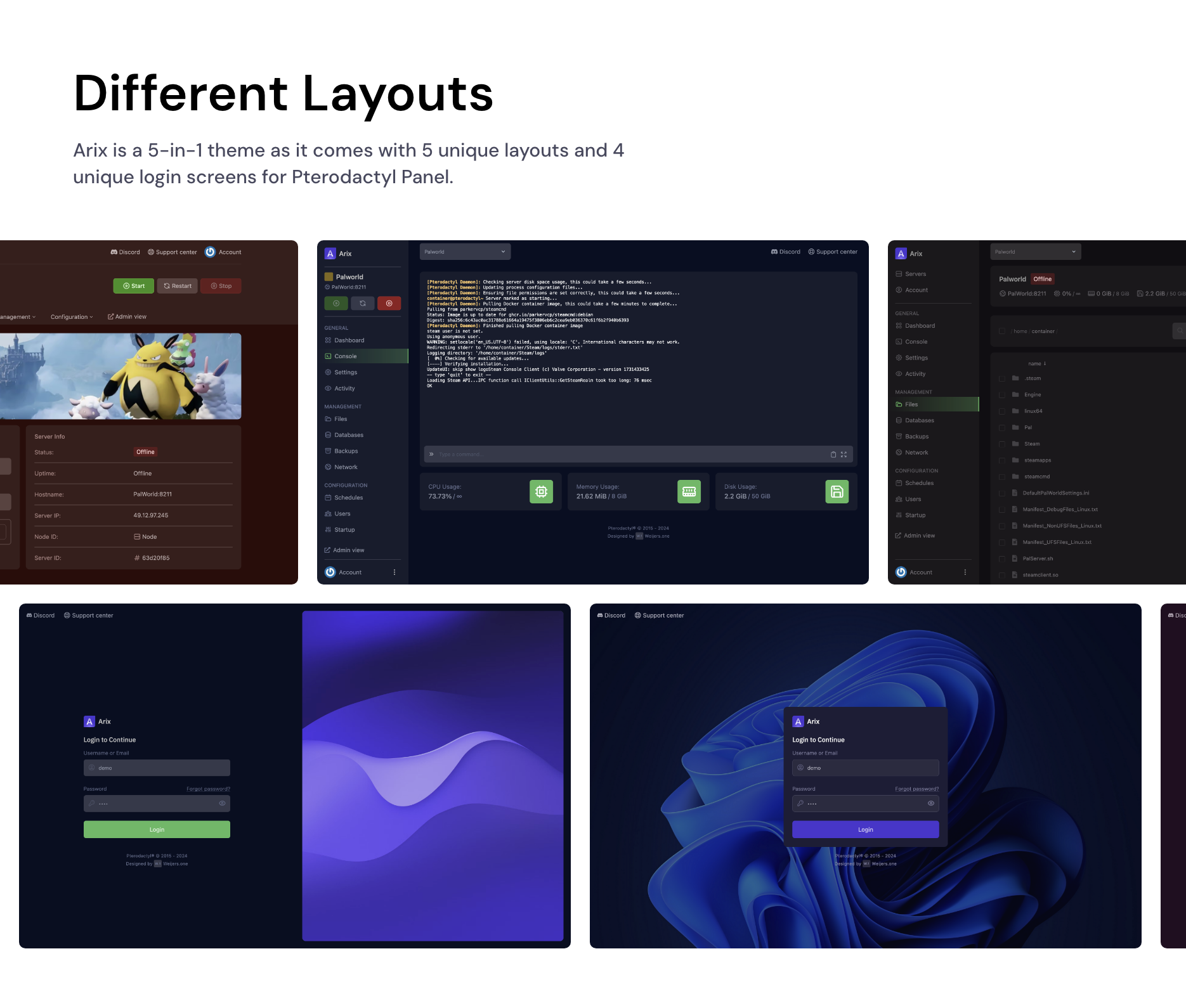 Arix Theme | Latest Pterodactyl | BuiltByBit